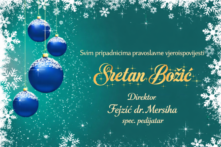 Božićna čestitka – JZU Dom zdravlja Tešanj